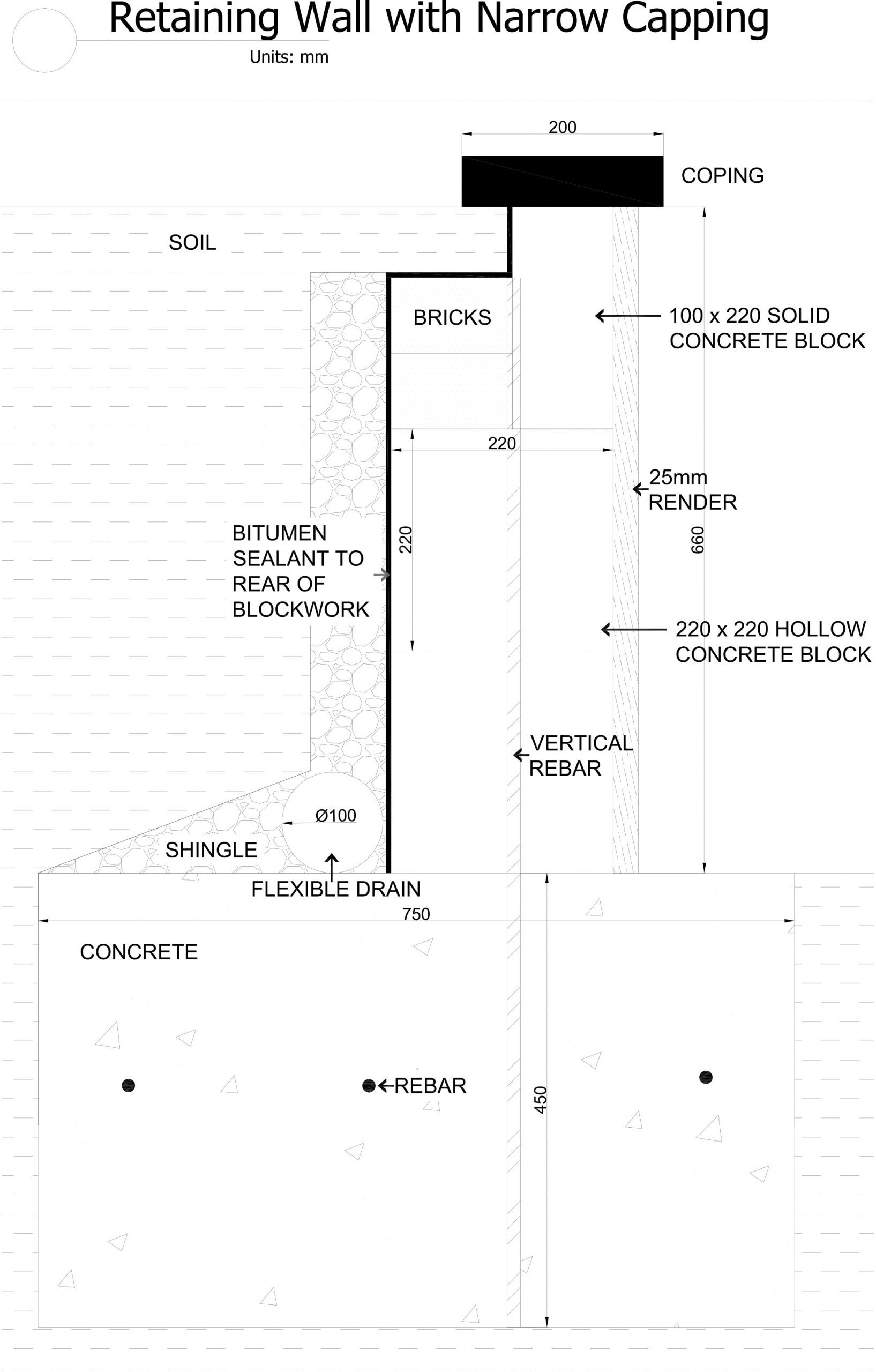 Retaining Wall with Narrow Capping - The Landscape Library